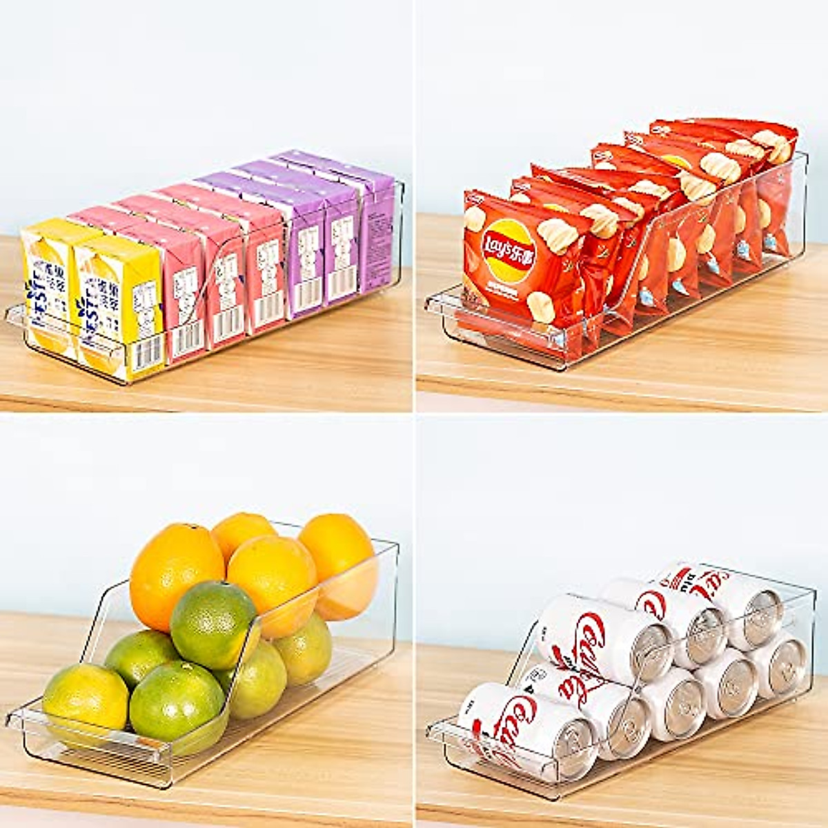 Lunhoo Beverage Can Organizer, Pantry and Refrigerator Storage Organizer Bins for Kitchen and Cabinet Pack of 2