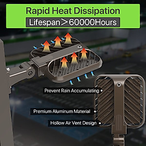 Glitgate 200W LED Parking Lot Light, 30000LM 5000K Dusk to Dawn Photocell Street Light,Adjustable Arm Mount IP65 Waterproof Commercial Area Security Light for Parking Lot, Street, Roadway