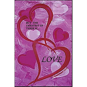 Valentine's Day Love Garden Flag - Pink Valentines Day Spring Welcome - Religious Bible Verse Yard flags - But the greatest of these is love - Double Sided by Jolly Jon