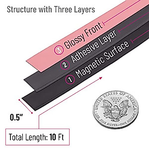 Mr. Pen- Flexible Magnetic Tape, 1/2 Inch x 10 Feet, Magnetic Strip, Magnets with Adhesive Backing, Magnetic Strips with Adhesive Backing, Magnet Tape, Magnetic Tape Roll, Adhesive Magnetic Strips.