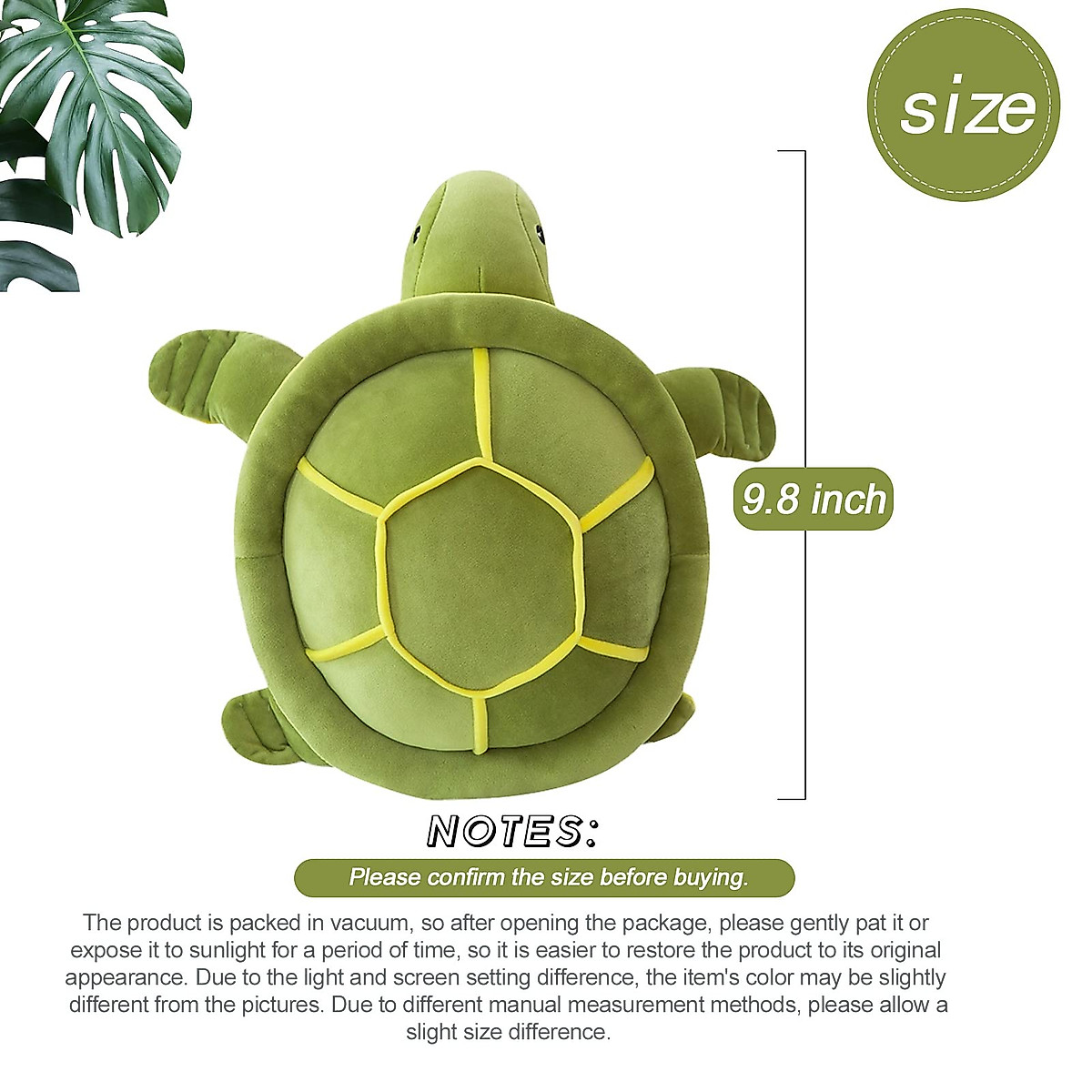 AUCOOMA Sea Turtle Stuffed Animal Plush Soft Tortoise Plush Toy Plushie Pillow Gifts 9.8"