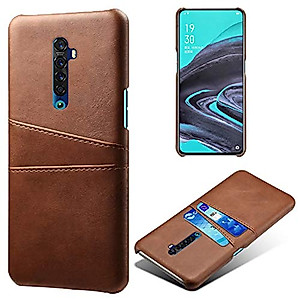 HualuBro Oppo Reno 2 Case, Premium PU Leather Ultra Slim Shockproof Back Bumper Phone Case Cover with Card Slot Holder for Oppo Reno 2 / Reno2 Phone Case (Brown)