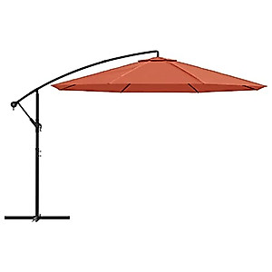 Annlera Patio-Umbrellas 137.8"X105.5" Brown,Fabric+Metal Pole,Round Large offset Umbrellas Garden Umbrella Backyard Umbrella Outdoor Umbrellas,Uv Protective,with 8 Steel Ribs