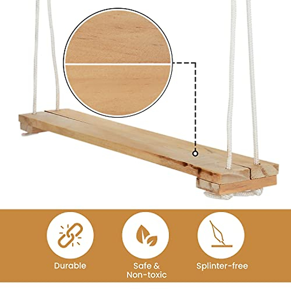 CW&WC Chicken Swing Toys for Chickens Coop with Adjustable Roost - Large Ladder Bar Accessories and Gifts Owners – Includes Ropes & Metal Hook (15.5In x 2.75In), A212
