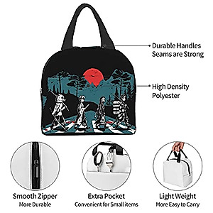 WCRSAIN Black Anime Lunch Bag Insulated Women Men Portable Lunch Box Reusable Tote For Travel Office Outdoor Beach Bento Storage Organizer