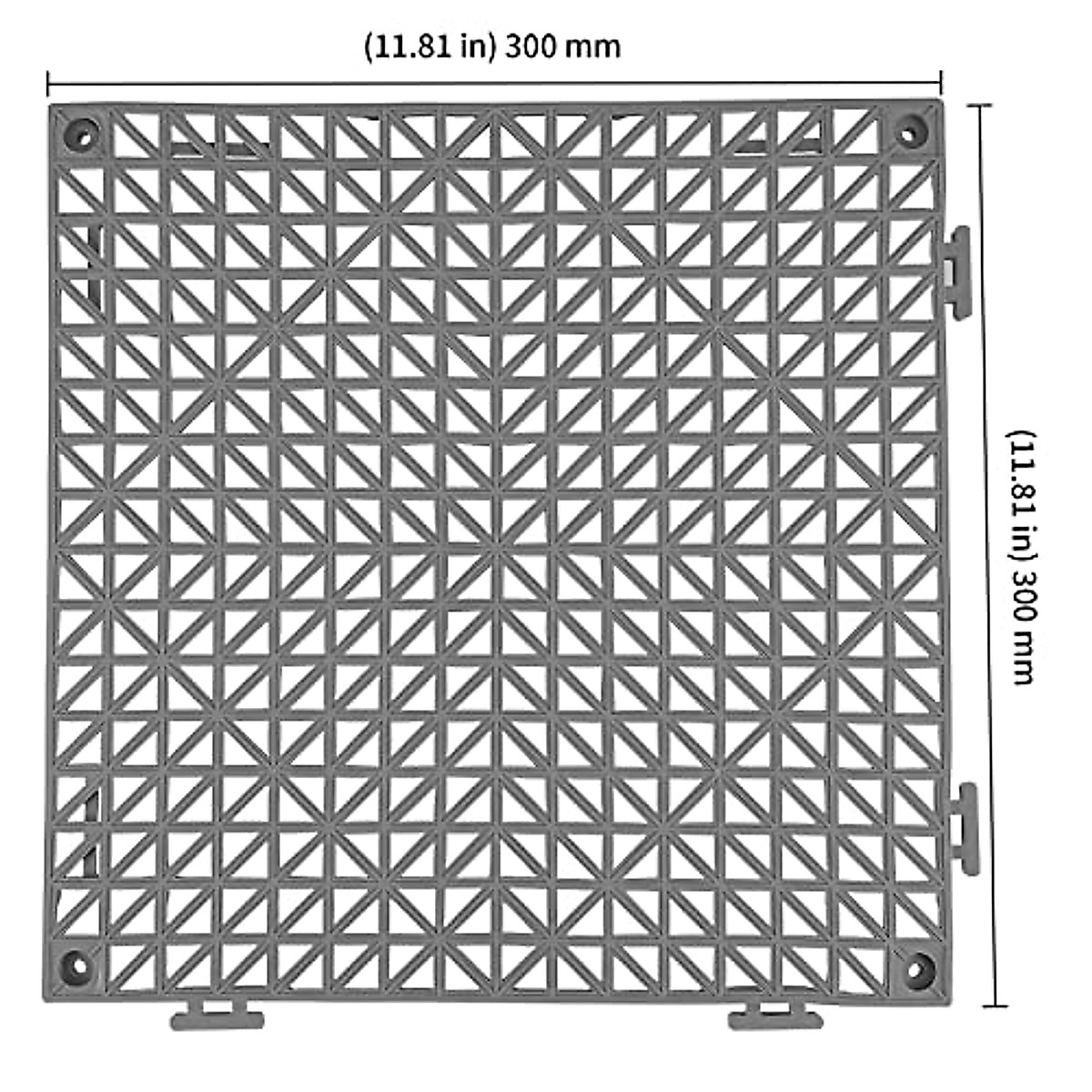 KEILEOHO 12 Pack 12 x 12 Inch Interlocking PVC Floor Tiles, Modular Interlocking Cushion Mats, Pool Drain Tiles Anti Slip Bathtub Mats with Drain Holes for Wet Area Patio Deck Balcony, Grey