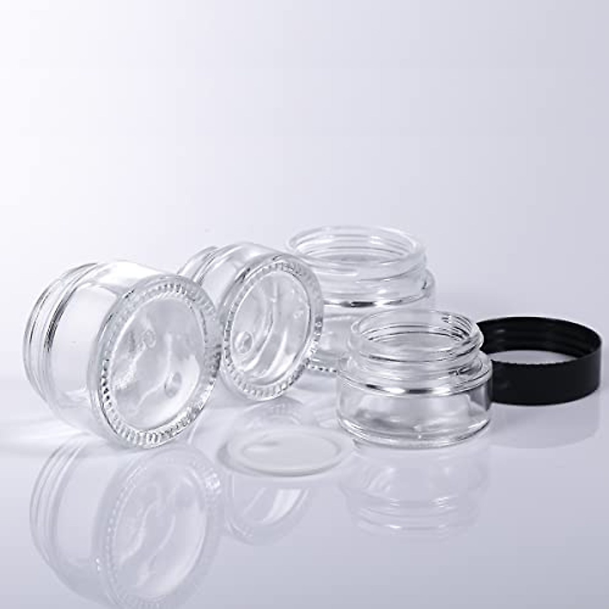 6 Pack 20ml Glass Cosmetic Jars,Empty Refillable Jars with Screw On Lids and White Liners,Cosmetic Containers Travel Cream Pots for Cosmetics,Powder,Lotion,Creams and Essential Oils