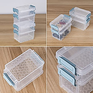 SIYOMG Small Plastic Box, 6 Pack 6 x 4.5 x 2.9 Inch Stackable Storage Bins with Lid, Clear Organizer Containers for Crafts, Jewelry, Sewing Classroom Home Supplies