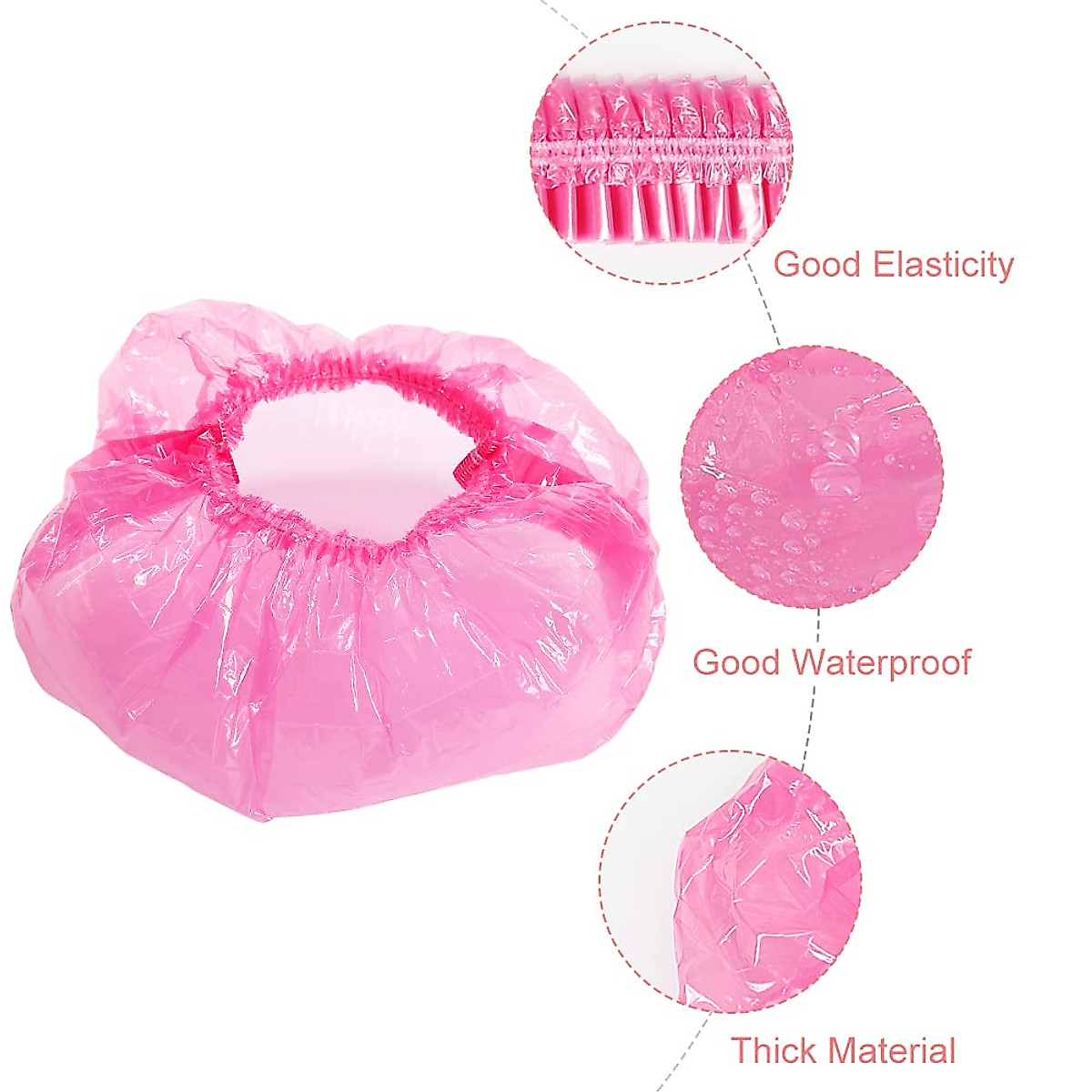 Shintop Disposable Shower Caps for Women,100 Packs Hair Caps Individually Wrapped with Large Elastic Bath Cap for Home, Hotel, Hair Salon and Spa (Pink)