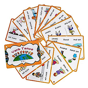 Richardy Irregular Verbs/Verb Tense 2 Themes English Flash Cards Kids Pocket Card, Kindergarten Preschool Educational Toys, Kindergarten Supplies