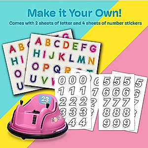 Kidzone 12V 2-Speeds Electric Ride On Bumper Car for Kids & Toddlers 1.5-5 Years Old, DIY Sticker Baby Bumping Toy Gifts W/Remote Control, LED Lights, Bluetooth & 360 Degree Spin, ASTM Certified