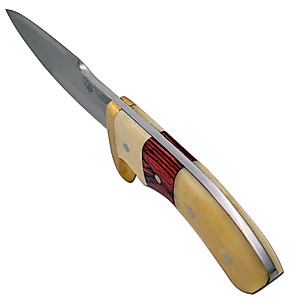 Wild Turkey Handmade Collection Full Tang Fixed Blade Real Bone Handle Skinner Knife w/Leather Sheath.. (5037)