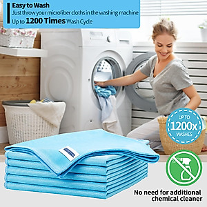 HOMERHYME Microfiber Glass Cleaning Cloth, 6 Pack Window Cleaning Cloth Glass Cleaning Towels, Reusable Lint Free Microfiber Towels for Glasses,Screens,Mirrors,Windshields & Stainless Steel,16"x14"