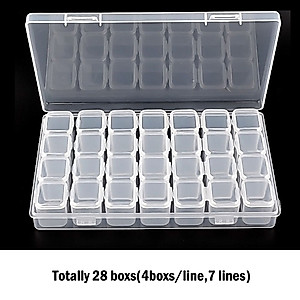 Lookathot 28 Nail Art Adjustable Plastic Storage Boxs Container- Portable Arts Crafts Organizer Case- for Rhinestone Bead Rings Jewelry Gems Earrings