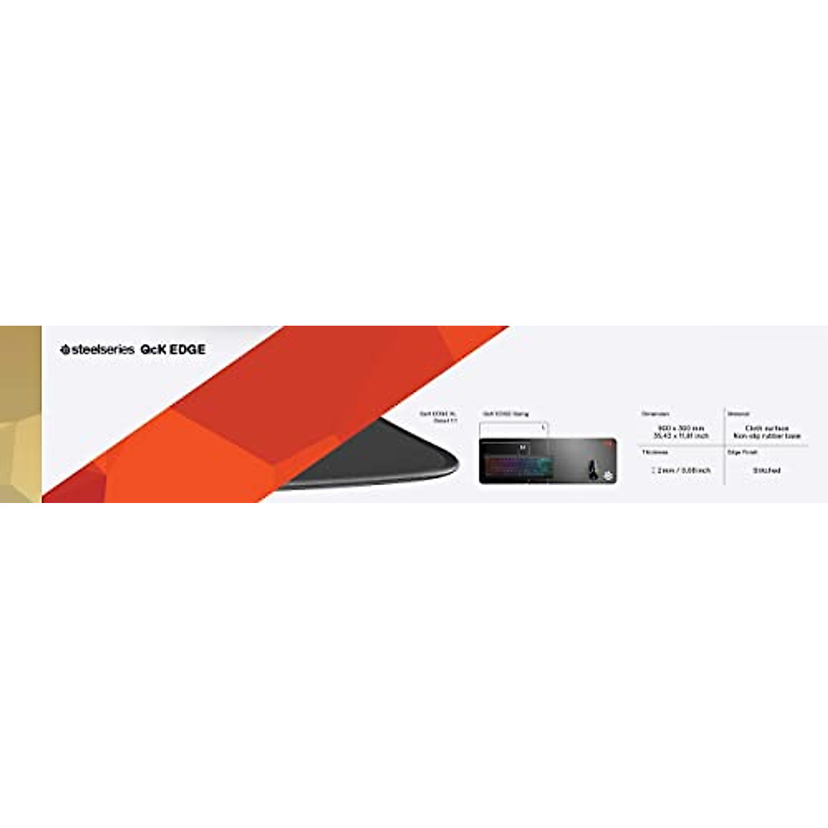 SteelSeries QcK Edge - Cloth Gaming Mouse Pad - stitched edge to prevent wear - optimized for gaming sensors - size XL