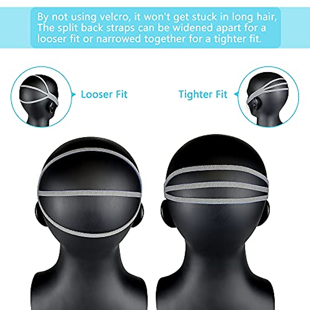 Airfit P10 Strap Large Size CPAP Nasal Pillows Headgear Replacement - Improve Stability & Comfort for Resmed P10 System (2-Pack/Blue)