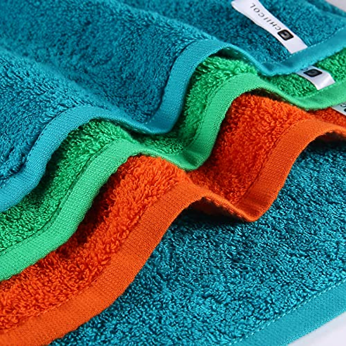 Chiicol Cotton Wash Cloths Absorbent Bath Washcloths for Body and Face - Hotel Towels for Bathroom in Bulk. Durable,Soft Bath Rags, Wash Rag (Multicolor)