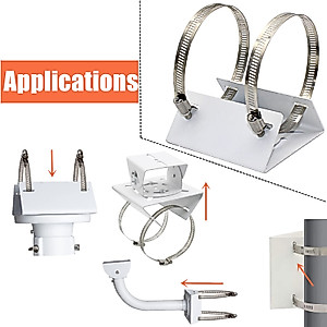 BeElion 2-Set Universal Vertical Pole Mount Adapter with 4 Loops(Φ100mm), Wall Mounting Bracket for CCTV Security Camera PTZ Dome Vertical Pole Mounting Bracket