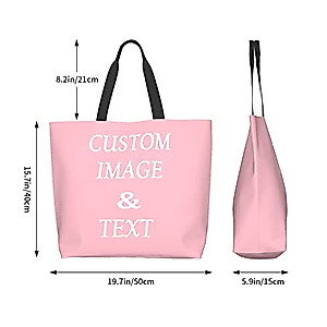Custom Large Tote Bag,Design Your Own Shoulder Bag Personalized Top Handle Satchel Handbag for Work Travel Business Shopping or Leisure Pink