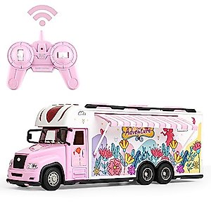 T.V.V Fashy Remote Control Car for Girls, with Music, Lights, and Mini Camping Furniture