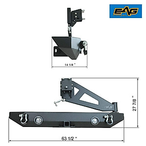 EAG Compatible with JK Rear Bumper with Tire Carrier 07-18 Wrangler