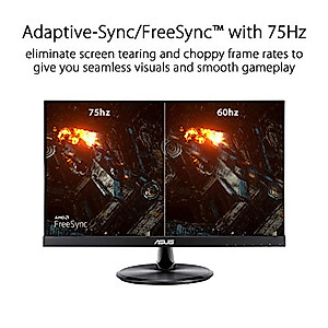 ASUS VP229HE 21.5” Monitor, 1080P Full HD, 75Hz, IPS, FreeSync/Adaptive-Sync, Eye Care, HDMI VGA, Frameless, VESA Wall Mountable (Renewed)