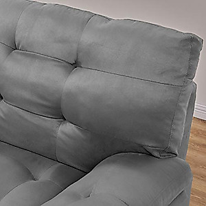 Urban Home Furniture Urban Home Loveseat Padded Arms, Grey Microfiber Love Seats