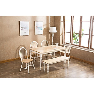 Boraam Farmhouse Bench, White/Natural 14 x 48 x 18