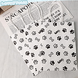 LovesTown 16PCS Gift Bags, Paper Retail Grocery Bags Dog Paw Print Goodie Bags with Paper Twist Handles for Party Gifts Birthday 5.5 x 2.8 x 7.9 inch