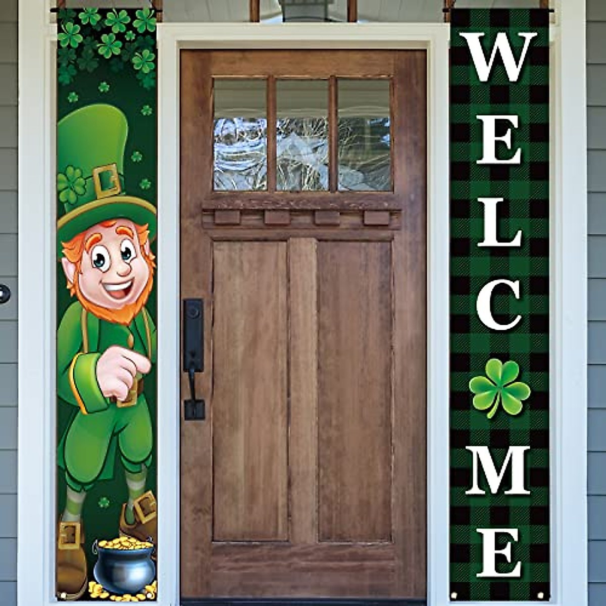 St Patricks Day Decorations Green Lrish Spirit Front Porch Weclome Sign Irish Shamrock Gnomes Banner St. Patrick's Day Decorations for Home Party