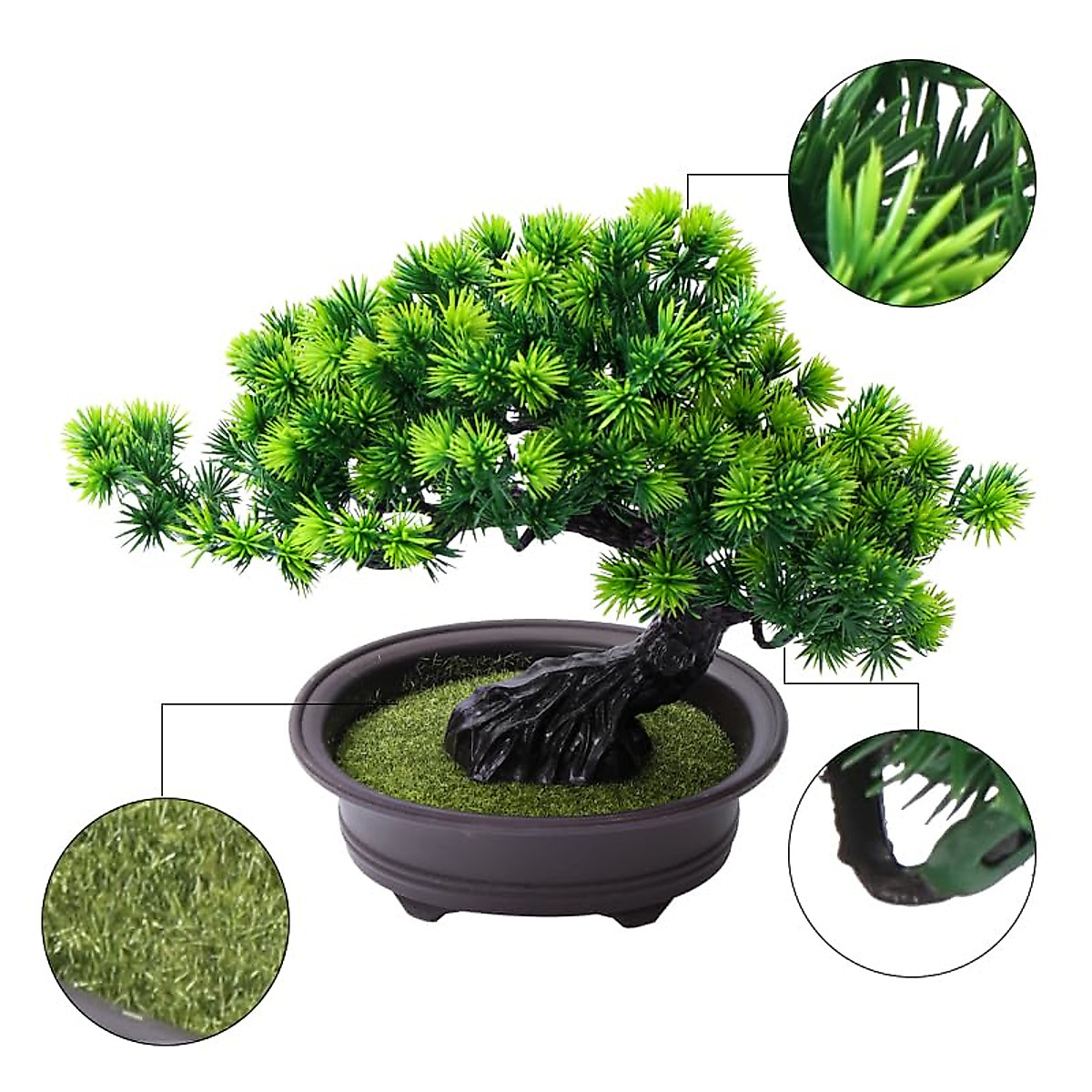 Artificial Bonsai Tree - Perfect for Decorating with Small Faux Plants - Indoor Silk Bonsai Replica with Pot - Zen-Inspired Design - 8.8 Inch Tall - Low Maintenance Greenery