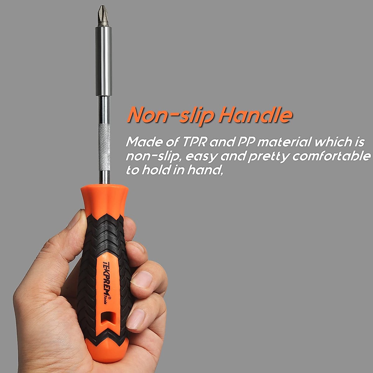 TEKPREM 1/4 Inch Magnetic Bit Driver, Screwdriver Handle for Holding Bits and Screws with Non-slip Material and Strong Magnet Tip, 190mm