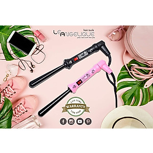 Le Angelique Reverse Tapered Curling Wand for a Unique Curly Look - 1/2 to 1 Inch (13-25mm) Conical Curler Iron with Glove and 2 Clips | 430F Instant Heat | Ceramic Coating | Dual Voltage - Black