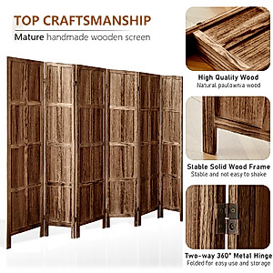 BMWEI 4 Panel Room Divider, 5.6 FT Folding Privacy Screen Room Divider, Partition Divider for Room Separation, Wooden Room Screen Divider Freestanding, for Home Office, Bedroom (Brown)