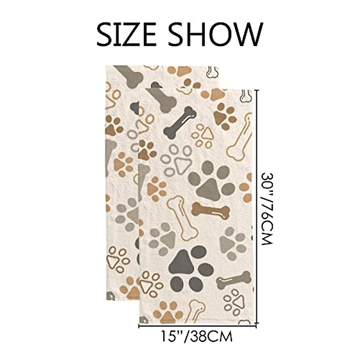 Hand Bath Towels 2 Pack Cartoon Footprint Absorbent Face Fingertip Towels for Bathroom Kitchen Gym Spa Soft Hair Drying Cloth Quick Dry, 30 x 15 Inch