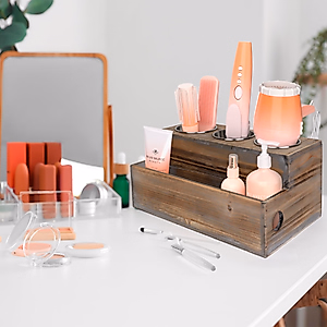 Besti Wooden Hair Dryer Holder – Hair Tools and Styling Supplies Organizer and Storage for Vanity and Bathroom - Natural Elegant Design - Multi-Functional Caddy for Accessories, Makeup, Toiletries