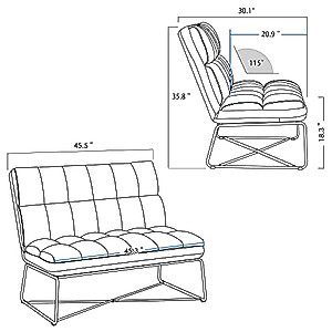 MCombo Loveseat Sofa Couch, Mid-Century Velvet Armless Settee, 2-Seater Upholstered Bench for Living Room Bedroom 4018 (Dark Grey)