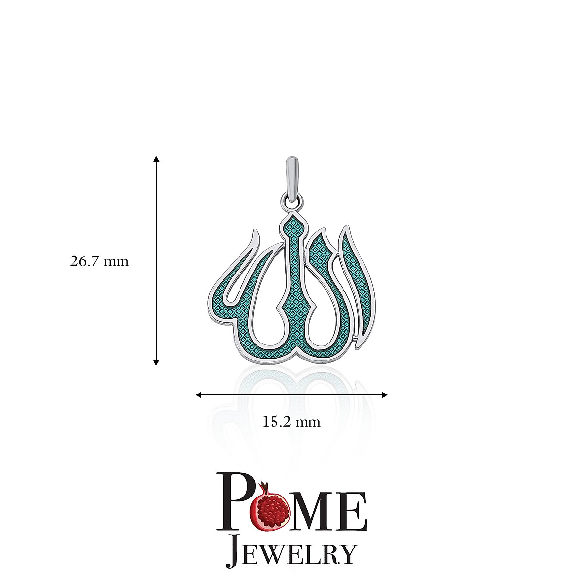Pome Allah Pendant Necklace in Sterling Silver, Made in America (16" Necklace)