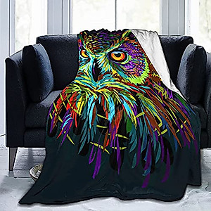 WOWUSUO Owl Blanket Bird Throw Bed Blankets Cozy Lightweight Soft Bedding for Sofa Bed Office Travel 60x50 inches, Multicolor