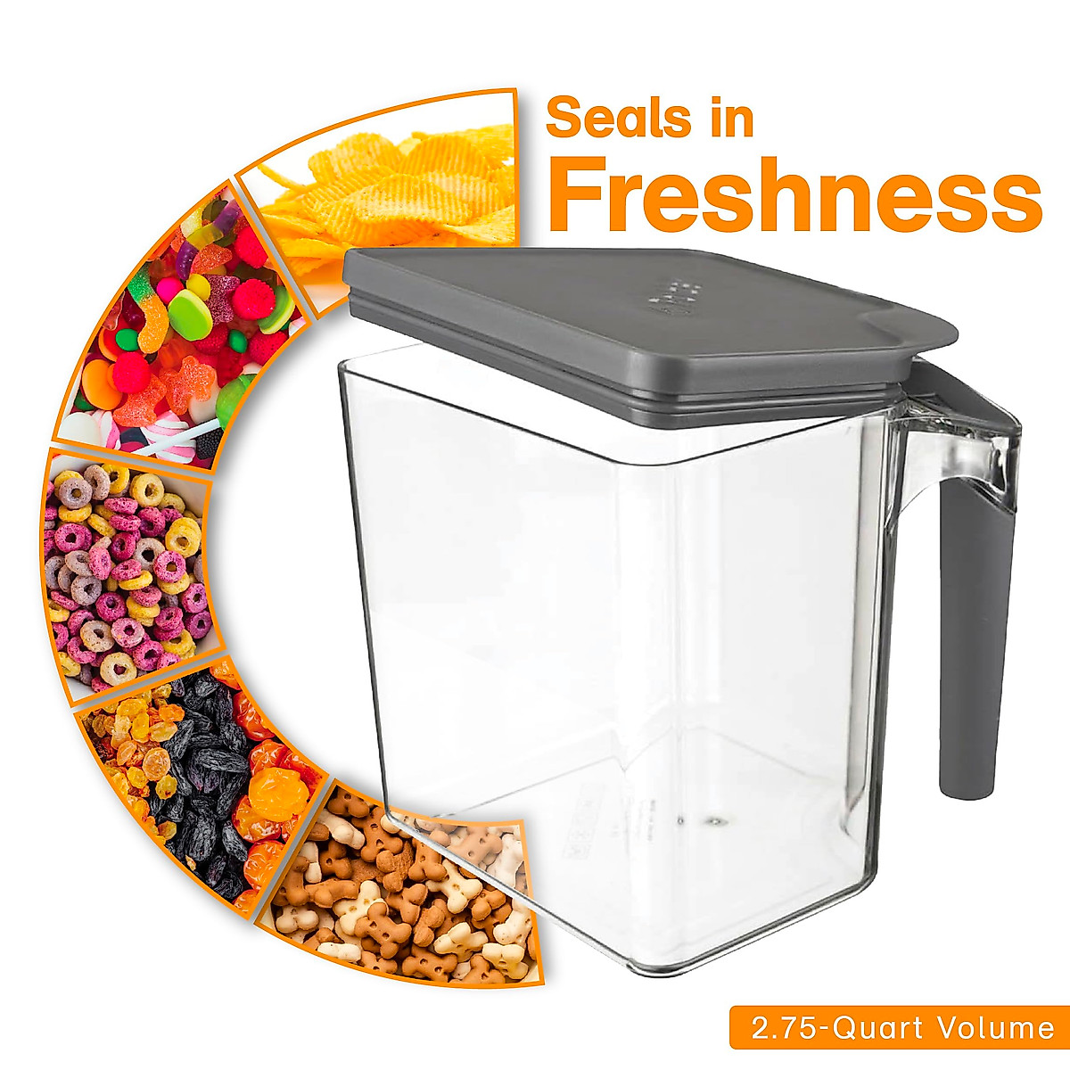 Polder 2.75-Quart Handle-It Food Grade, BPA Free Storage Canister, Stackable, Secure handle for easy one handed pour