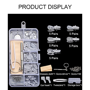 Junsika Eyeglass Nose Pads Anti Slip Soft Silicone Air Chamber Screw in Nose Pads for Glasses Eyeglass Repair Kit 26 Pairs