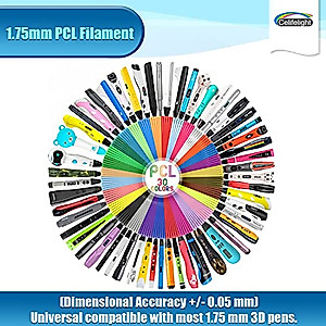 3D Printing Pen PCL Filament 1.75mm Refills,30 Colors, Each Color 16.4 Feet, Total 492 Feet, Pack with 2 Finger Caps & 2 Drawing Guide Book, High-Precision Diameter and Safe Refill