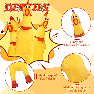 Zddaoole 20 Pcs Rubber Chicken,Screaming Chicken,Squeeze Chicken,Yellow Rubber Squawking Dog Toys,Prank Novelty Noise Toy
