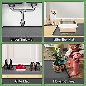 Under Sink Mat for Kitchen, 28" x 22" Silicone Waterproof Moistureproof Shelf Liners Under Sink Liner with Drain Hole, Organizers Fits 30'' Base Cabinets Kitchen Bathroom Cat Litter Box Mat Gate Mat