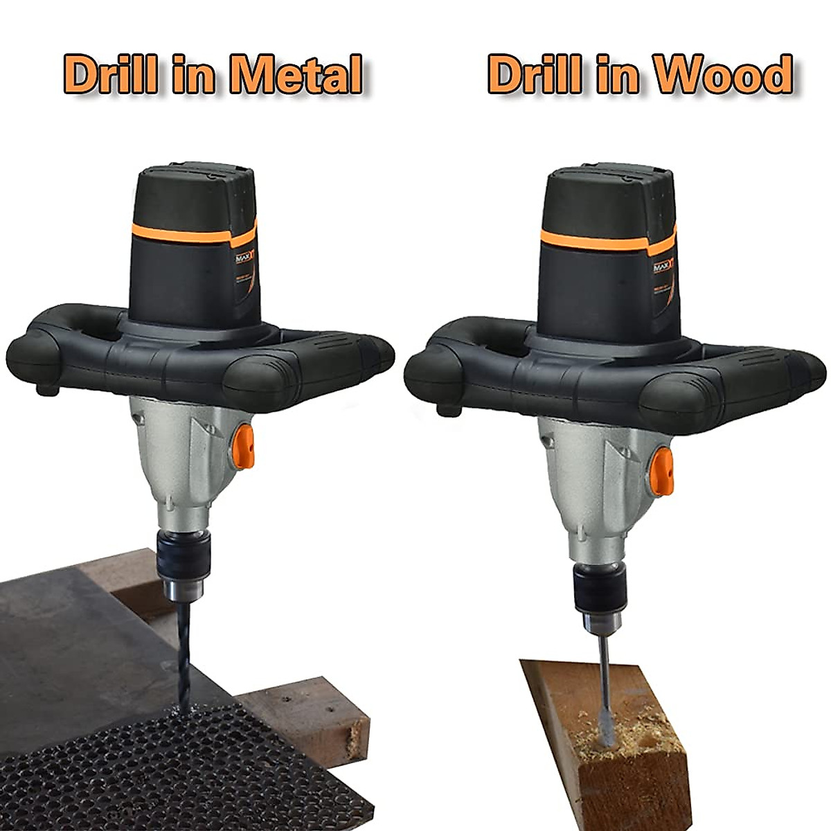 MAXXT Mixer 13A Single Paddle Concrete Mortar Mixer, 5/8" Keyed Chuck, Soft Start, Come w/100mm Large Spiral Mixing Paddle