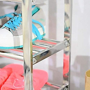 FEER Stainless Steel Simple Shoe Rack, Bathroom Easy to Assemble Storage Rack, Multi-Layer Dustproof Shoe Cabinet