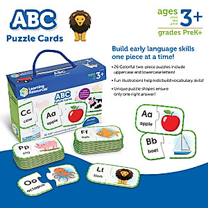 Learning Resources ABC Puzzle Cards, Kindergarten Readiness, Self Correcting Puzzles, Alphabet Learning Games, Puzzles for Toddlers, Ages 3+