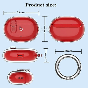 Beats Studio Buds/Studio Buds Plus Case Cover Clear 2021/2023 Men Lock Clip with Cleaner Kit, GARTOO Protective Case for Women Girls Kids Clear