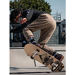 M Merkapa 31"x8" Skateboard for Adults Teens Youths Kids Beginners, 8 Layer Canadian Maple Double Kick Deck Concave Fit for Skateboarding, Cruising, Carving, Tricks (with T Tool)