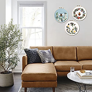 Lukinbox Embroidery Starter Kit for Beginners, 3 Sets Cross Stitch Kits for Adults, Include Embroidery Clothes with Cute Bees and Flowers Patterns, 1 Embroidery Hoop, Threads, Needles and Instruction